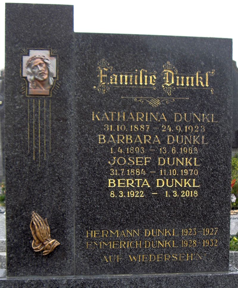 Grabsteine: Dunkl: ADLER Heraldisch-Genealogische Gesellschaft, Wien