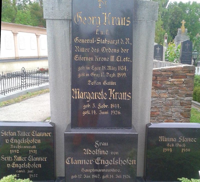 Grabsteine: Kraus; Clanner von Engelshofen; Slanec geb. Wach: ADLER ...